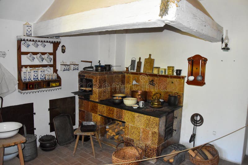 Interior of an Old Traditional Vintage Kitchen in Polish Court ...