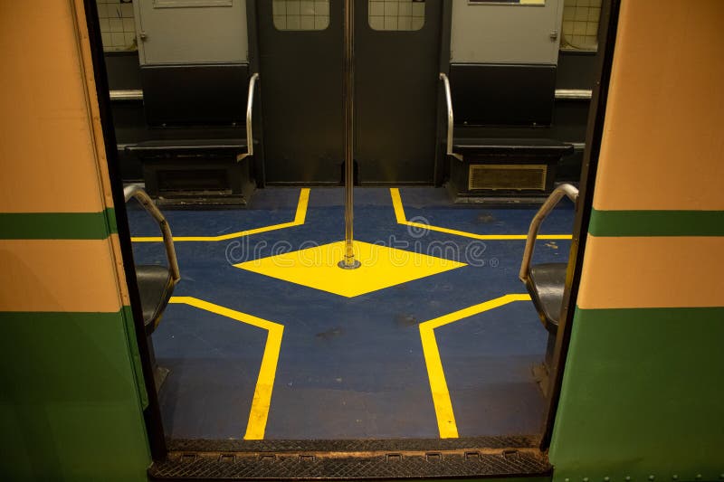 Interior of an Old Train at the Subway Station in New York Stock Image ...