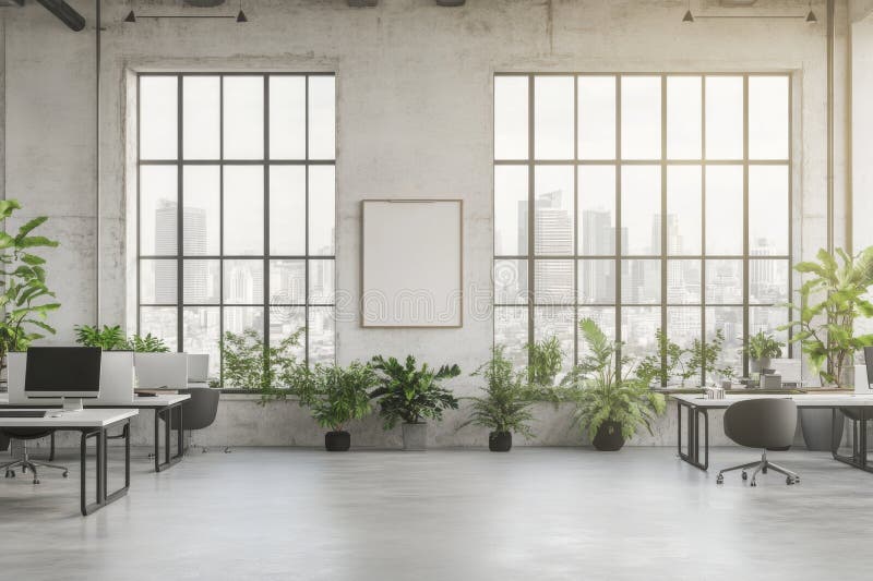 Interior of an Open and Airy Office, Bright and Comfortable. Panoramic ...