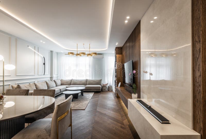 Interior of an Open Plan Modern Apartment Stock Image - Image of flat ...