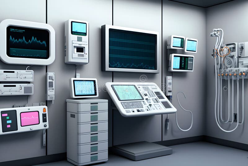 Interior of Operating Room in Modern Clinic with Computer Equipment ...