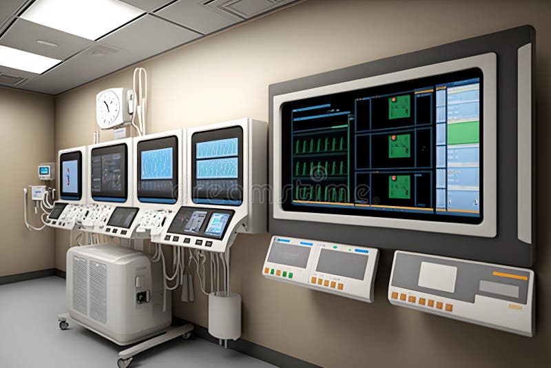 Interior of Operating Room in Modern Clinic with Computer Equipment ...