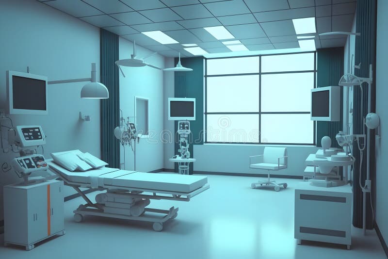 Interior of Operating Room in Modern Clinic with Computer Equipment ...