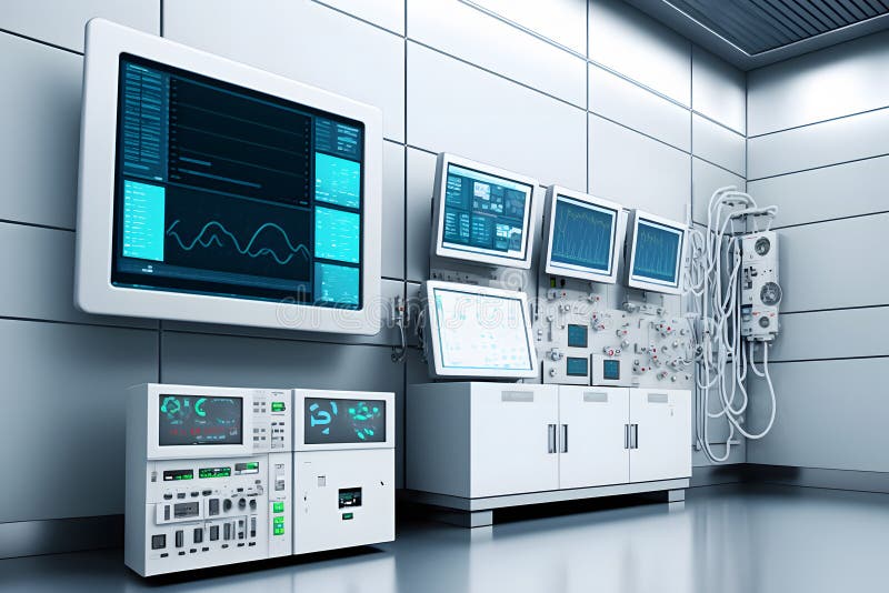 Interior of Operating Room in Modern Clinic with Computer Equipment ...