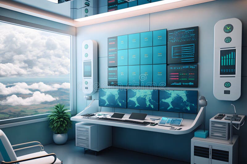 Interior of Operating Room in Modern Clinic with Computer Equipment ...