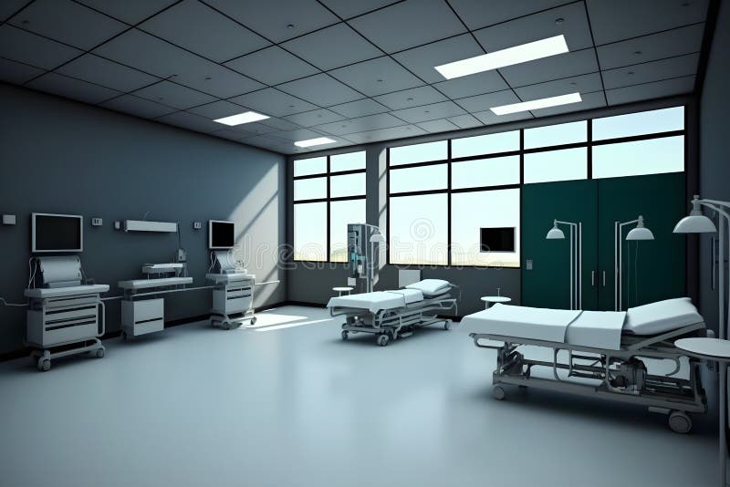 Interior of Operating Room in Modern Clinic with Computer Equipment ...