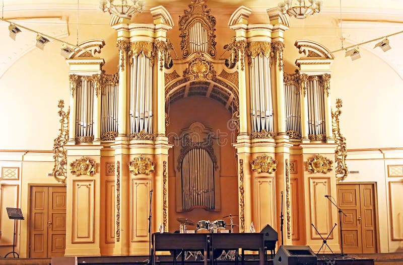 Organ hall in Chernivtsi editorial stock image. Image of church - 99489264