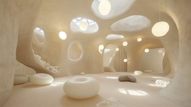 Interior with Organic Shapes Stock Photo - Image of organic, corporate ...