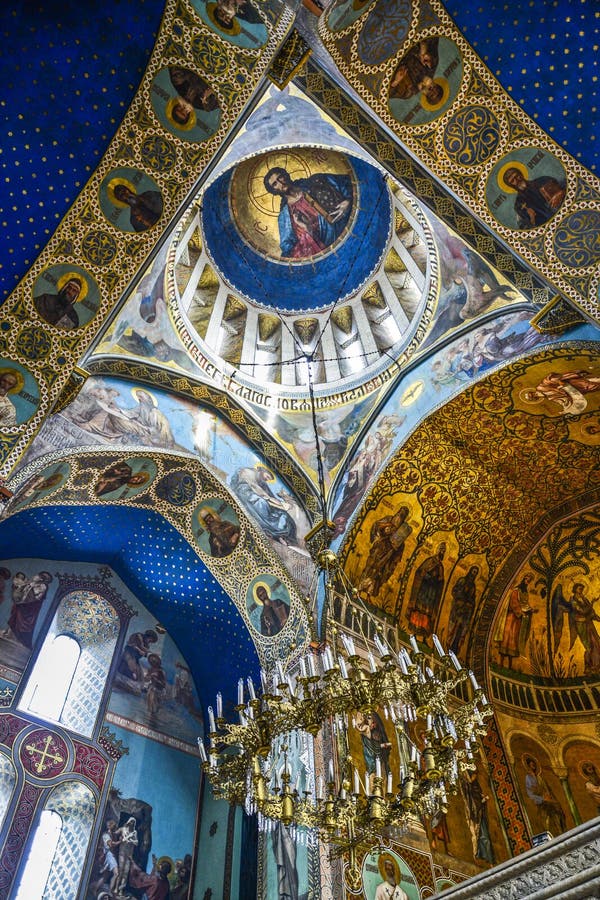 Interior of Orthodox Monastery in Georgia, Europe. Stock Photo - Image ...