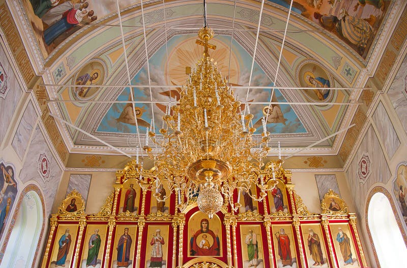 Interior of the Orthodox Temple Stock Image - Image of ceiling, flora ...