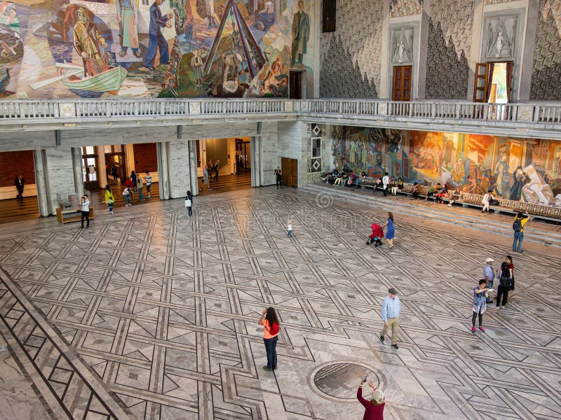 Interior of Oslo Town Hall in Norway with Tourists Taking Shots ...