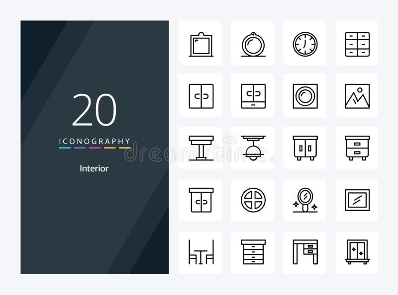 20 Interior Outline Icon for Presentation Stock Vector - Illustration ...