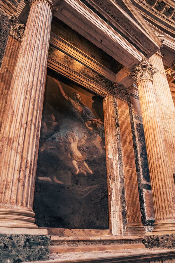 The Interior of the Pantheon in Rome. Stock Image - Image of landmark ...