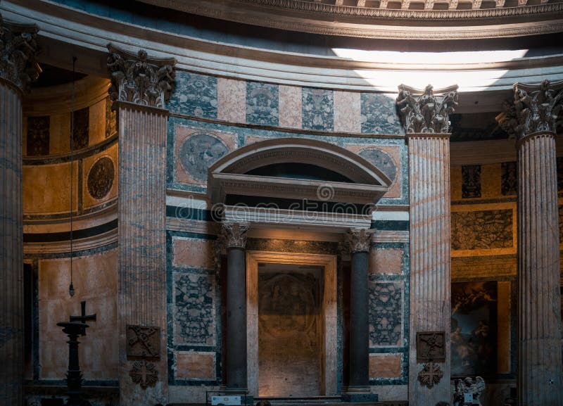 The Interior of the Pantheon in Rome. Stock Photo - Image of symbol ...