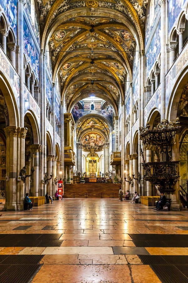 Interior Of Parma Cathedral Stock Image - Image of building, aisle ...