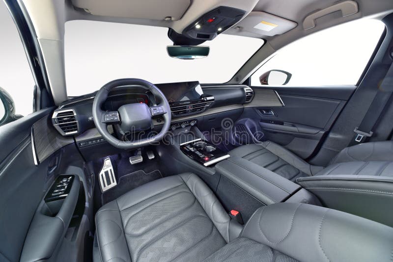 Interior of a Passenger Car with a Dashboard Stock Image - Image of ...