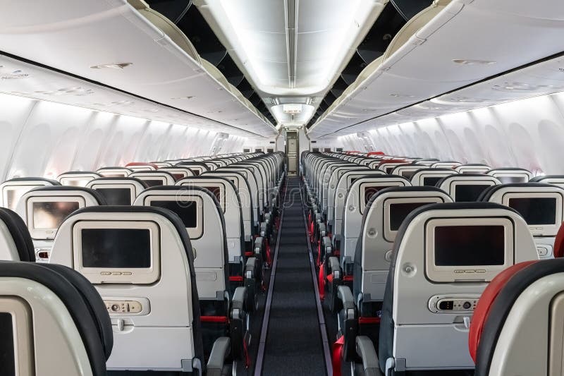 The Interior of a Passenger Plane. Perspective View of Empty Aircraft ...