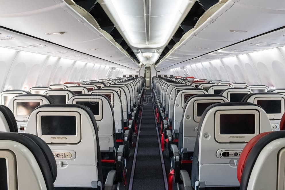 The Interior of a Passenger Plane. Perspective View of Empty Aircraft ...