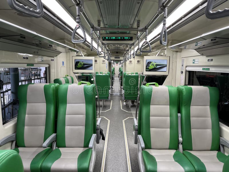 Interior of a Passenger Train Car Featuring Rows of Seats Stock Image ...
