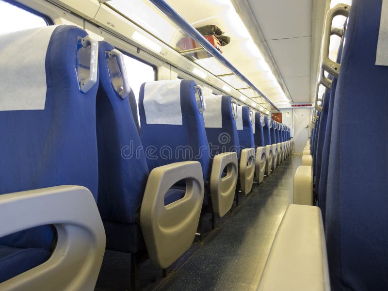 Interior of a Passenger Train with Empty Seats Stock Photo - Image of ...