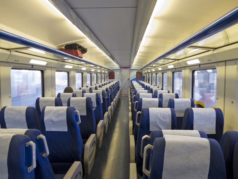 Interior of a Passenger Train with Empty Seats Stock Photo - Image of ...