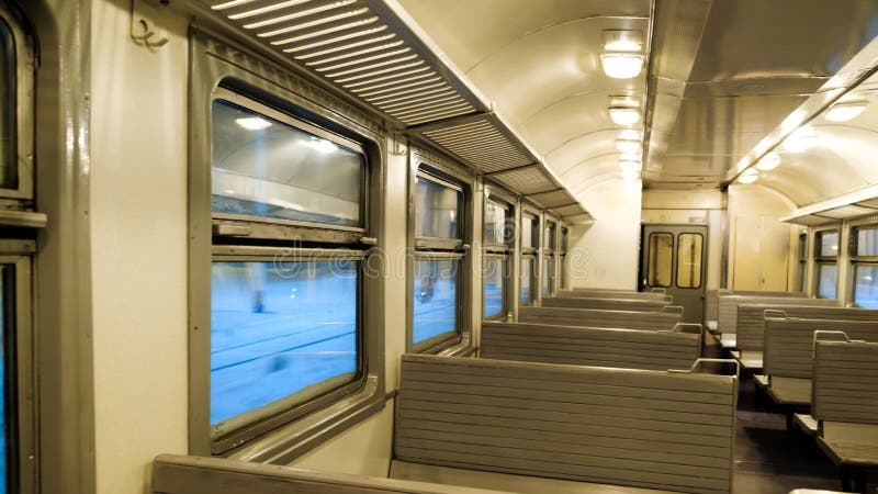 The Interior of a Passenger Train with Empty Seats Stock Image - Image ...