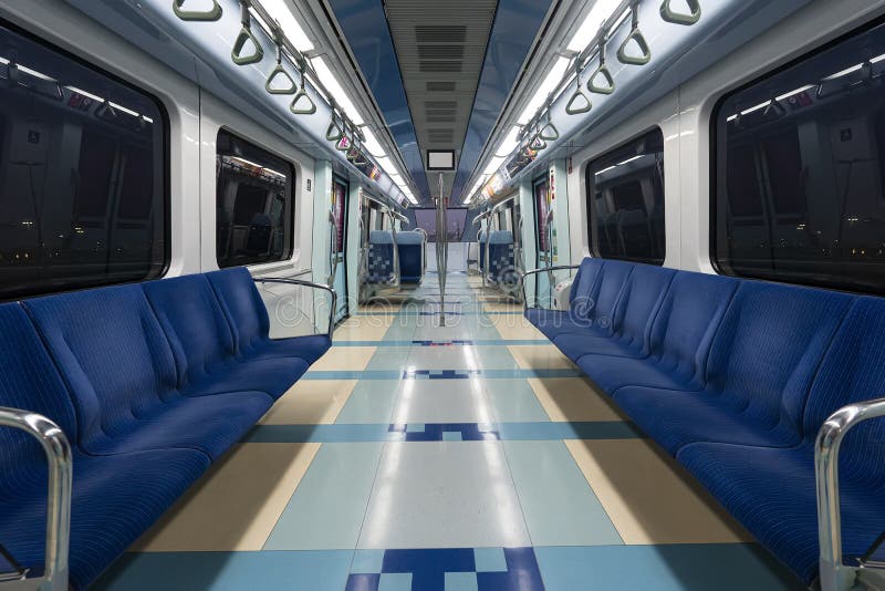 Interior of Passenger Train with Empty Seats, No People during ...