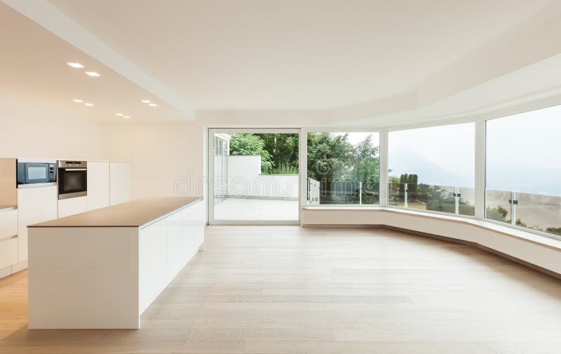 Interior, Penthouse Totally Empty Stock Photo - Image of kitchen ...