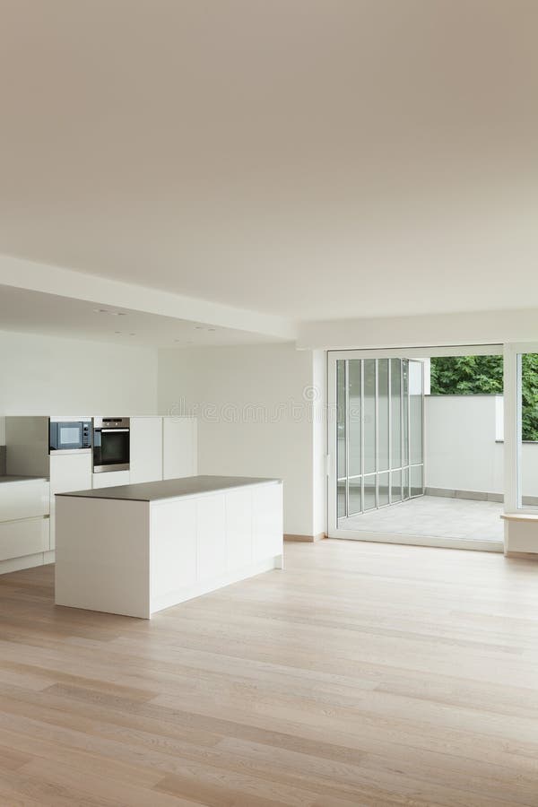 Interior, Penthouse Totally Empty Stock Photo - Image of modern, white ...