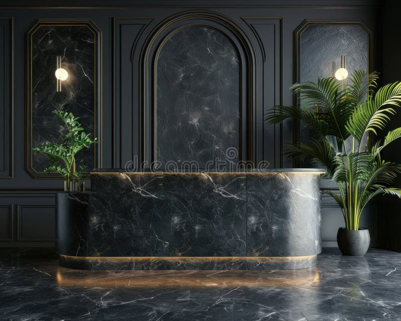 Interior Photo of a Counter in a Building Stock Illustration ...