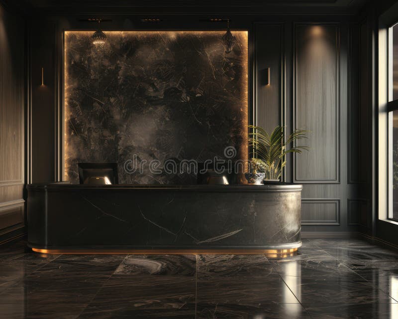 Interior Photo of a Counter in a Building Stock Illustration ...