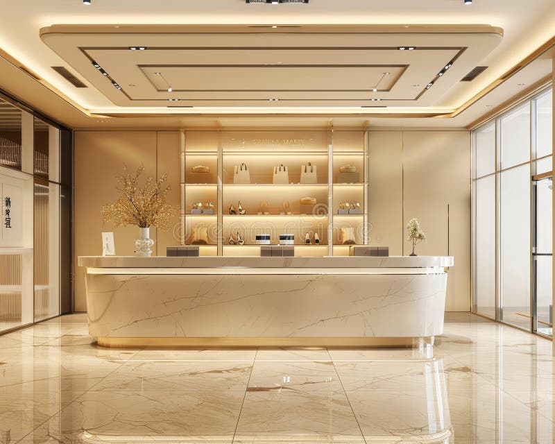 Interior Photo of a Counter in a Building Stock Illustration ...