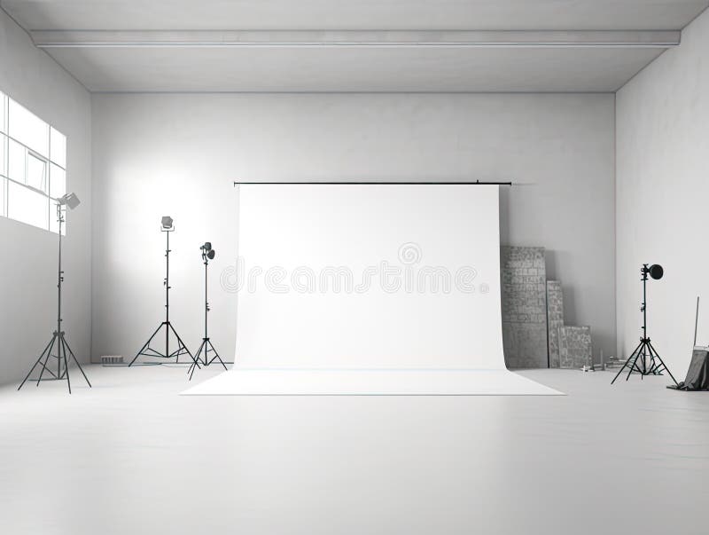 Interior of a Photography Studio with Blank Backdrop Stock Illustration ...