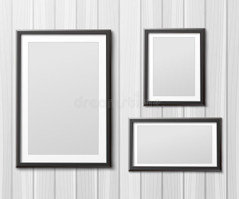 Interior Picture or Photo Frames on White Wall, Realistic Vector ...