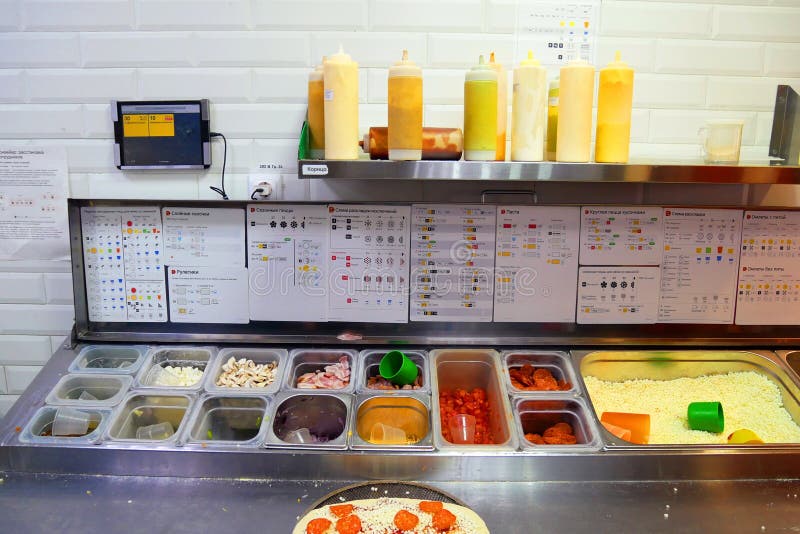 Pizza Restaurant. the Interior of the Pizzeria Inside the Kitchen ...