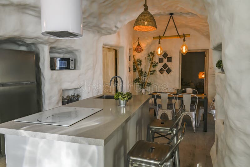 Interior Plan of a Modern Cave for Rural Tourism. Stock Image - Image ...