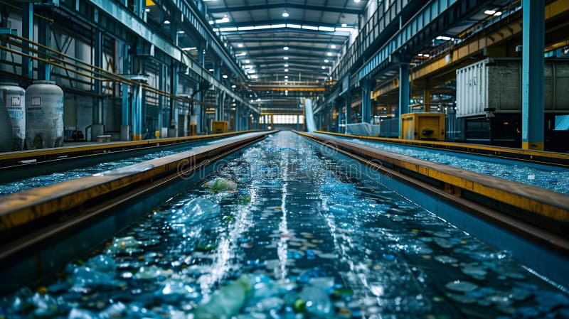The Interior of a Plastic Processing Plant Shows Conveyor Lines with ...