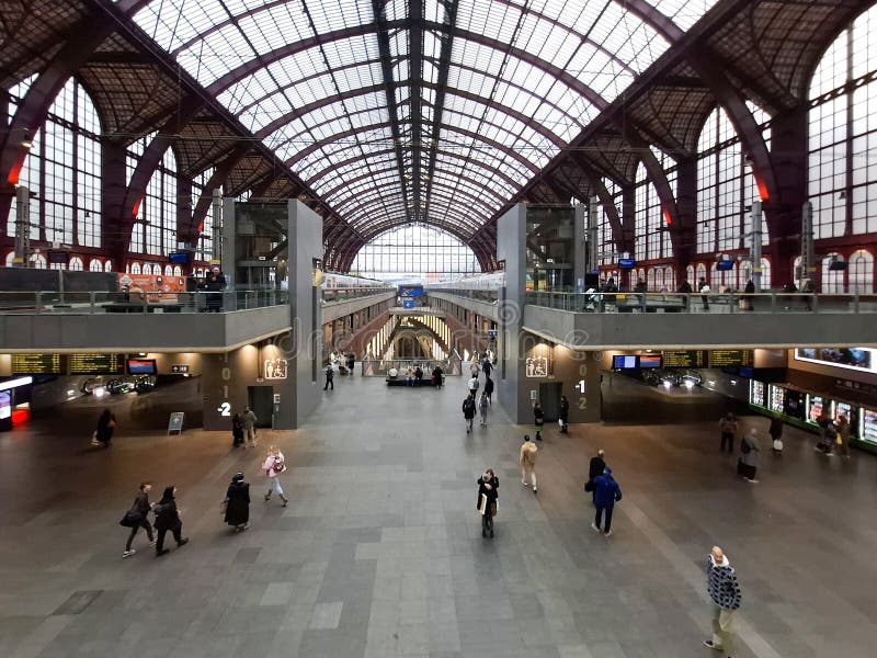 Interior and Platforms the Antwerp Central Station Editorial Stock ...