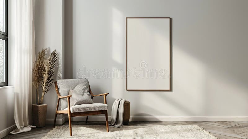 Interior Poster Mock Up Living Room Stock Illustration - Illustration ...