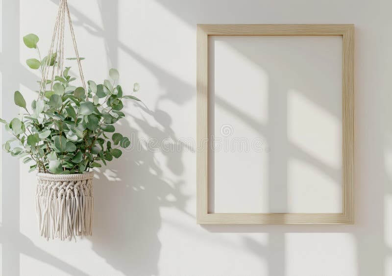 This Interior Poster Mockup Represents a Vertical Wooden Frame on an ...