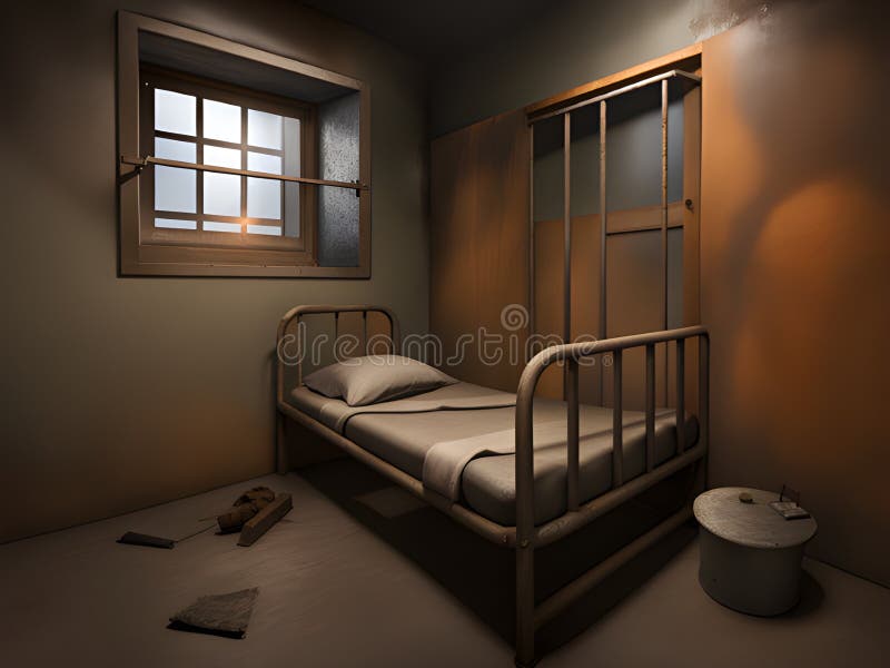 Interior of Prison Bedroom, Old Rusty Room Stock Illustration ...