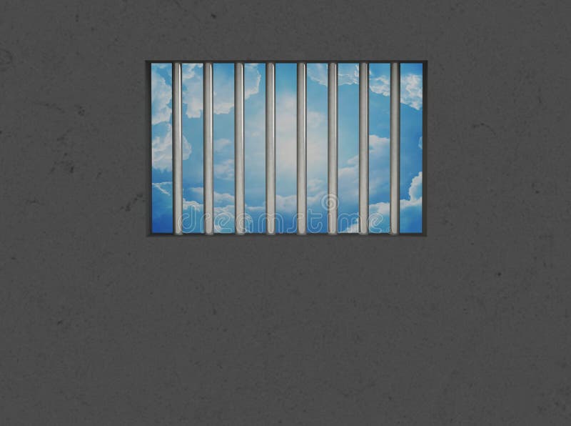 The Interior of the Prison Cell, Barred Window Stock Illustration ...