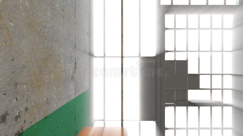 Interior of Prison Room Inside with Shine Rays, Computer Generated. 3d ...
