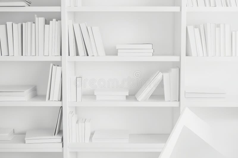 The Interior of a Pristine White Library is Filled with Shelves of ...