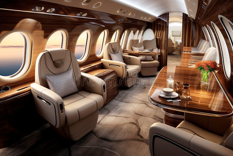 Interior of Private Luxury Aircraft Inside Stock Photo - Image of ...