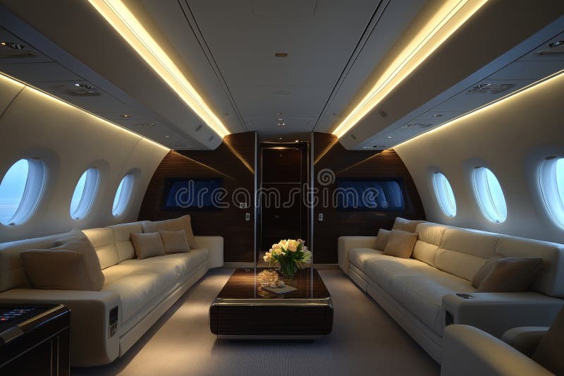 Interior of a Private Plane. Interior Design. Stock Photo - Image of ...