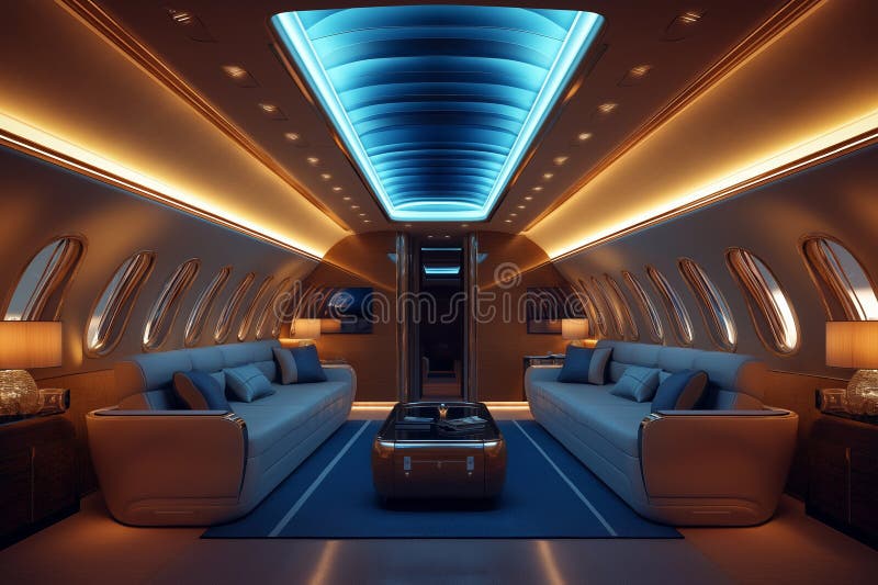 Interior of a Private Plane. Interior Design. Stock Image - Image of ...
