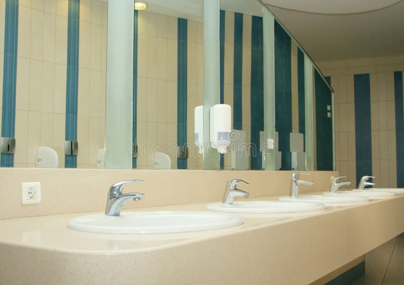 Interior of Private Restroom Stock Image - Image of lavatory, mirror ...