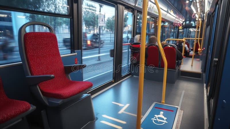 Interior of a Public Bus with Reserved Seating for Accessibility Stock ...