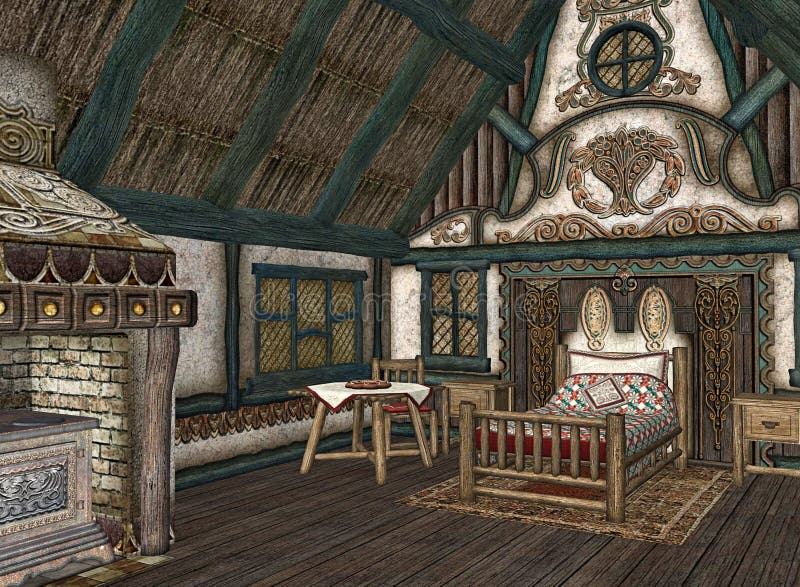 Interior of quaint cottage stock illustration. Illustration of remote ...